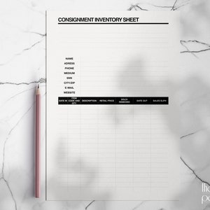 Editable Consignment Inventory Sheet - Etsy
