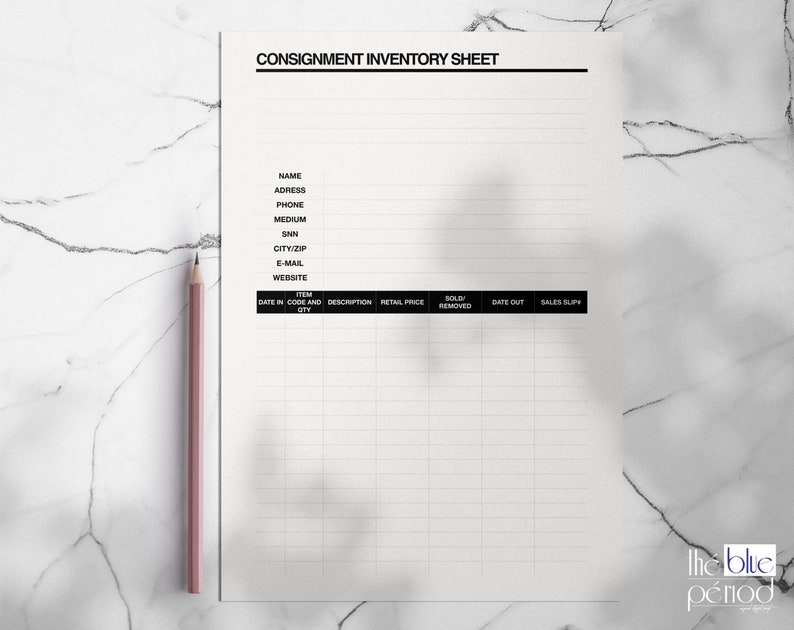 Editable Consignment Inventory Sheet - Etsy
