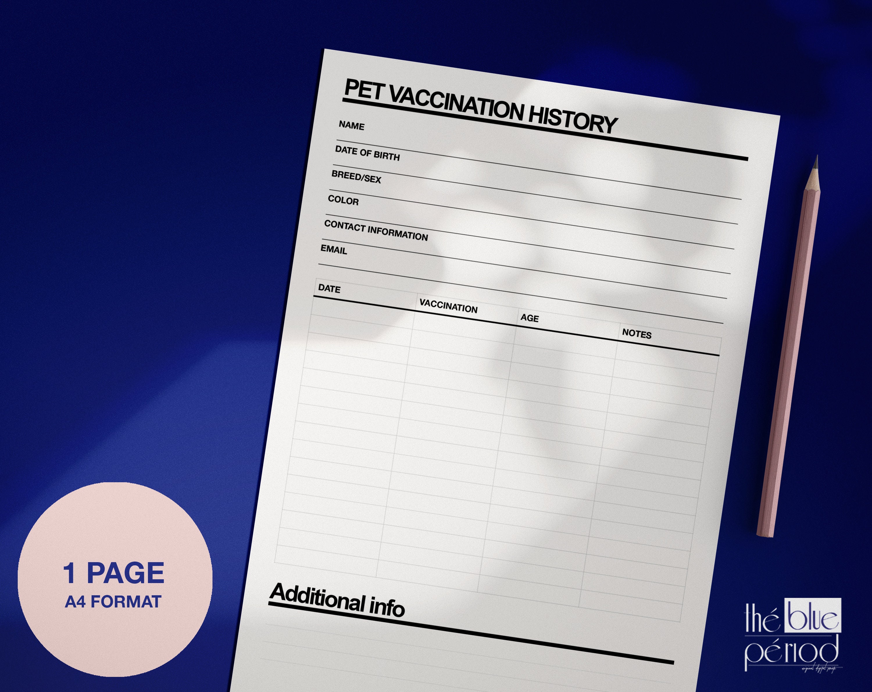 Editable Pet Vaccination History - Etsy