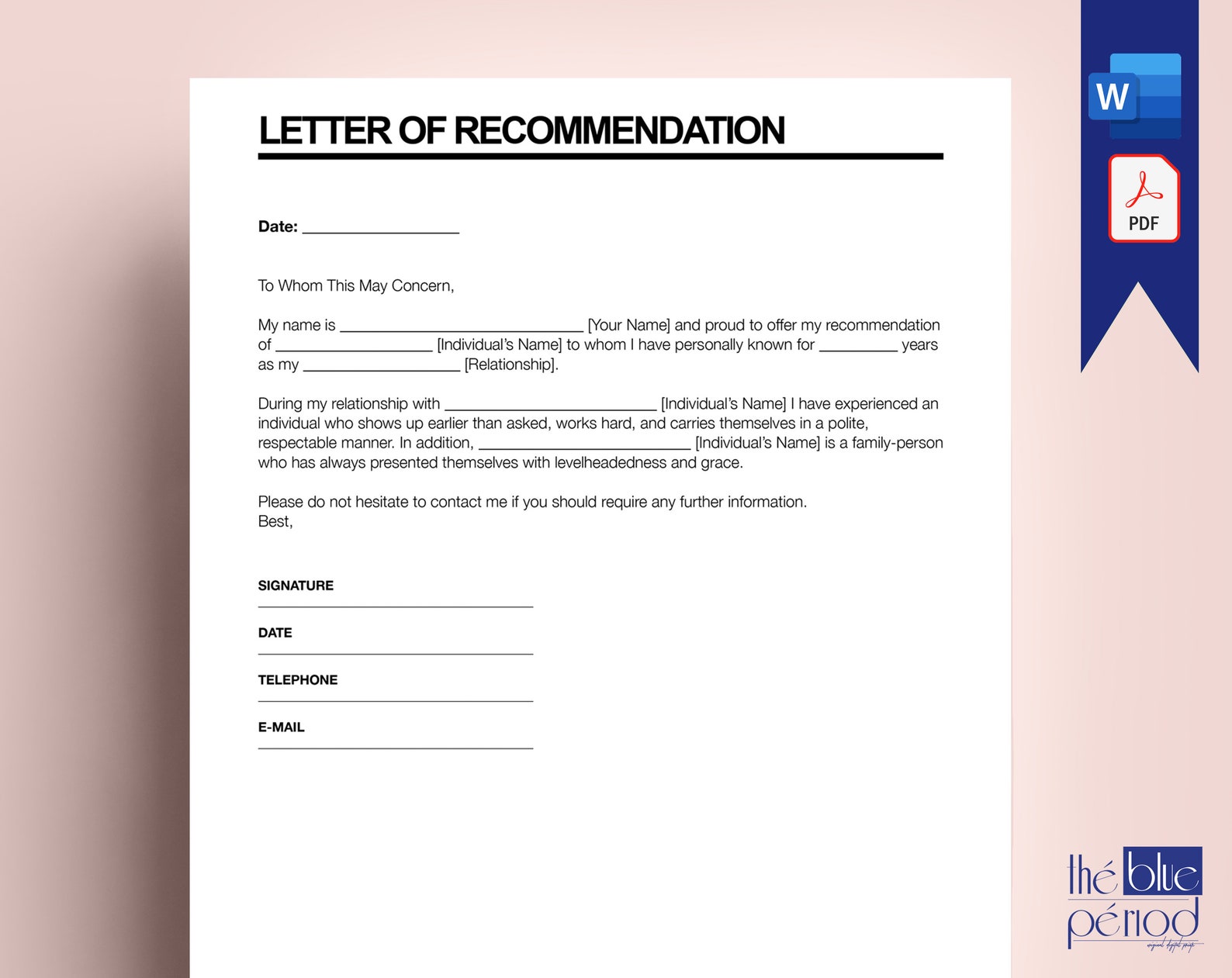 Editable Letter of Recommendation - Etsy