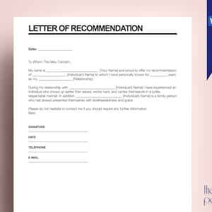 Editable Letter of Recommendation - Etsy