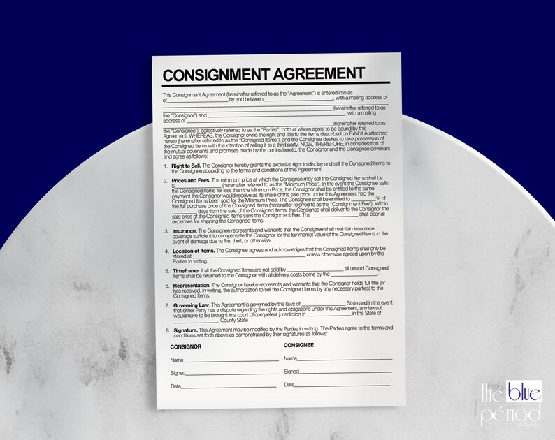 Editable Consignment Agreement - Etsy