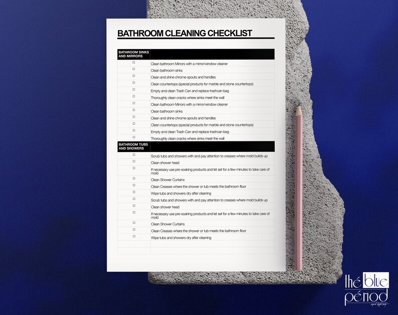Editable Bathroom Cleaning Checklist - Etsy