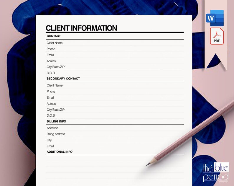 Editable New Client Information Form - Etsy