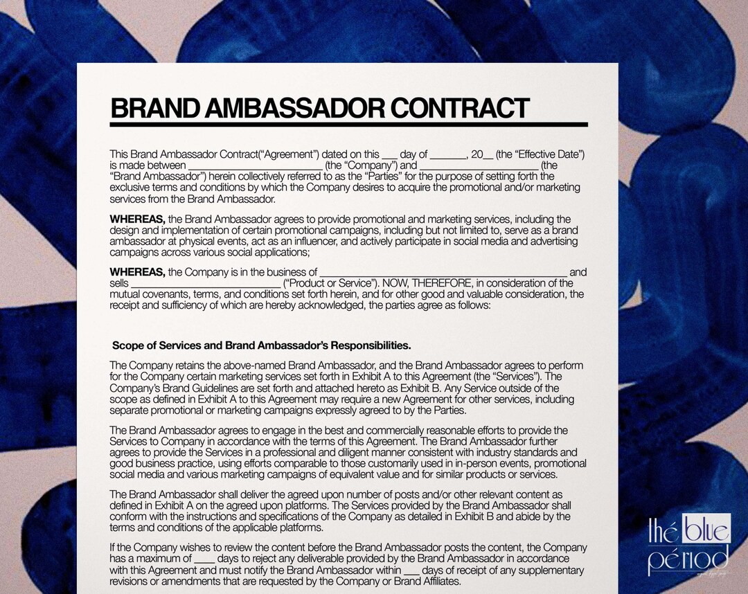 Editable Brand Ambassador Agreement - Etsy