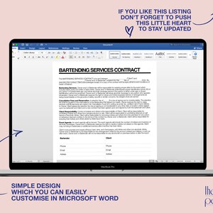 Editable Bartending Services Contract - Etsy