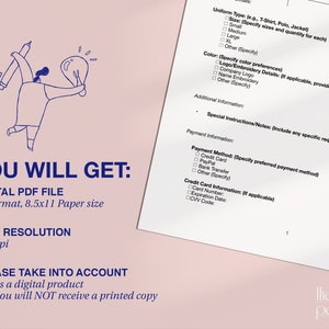 Editable Uniform Order Form - Etsy