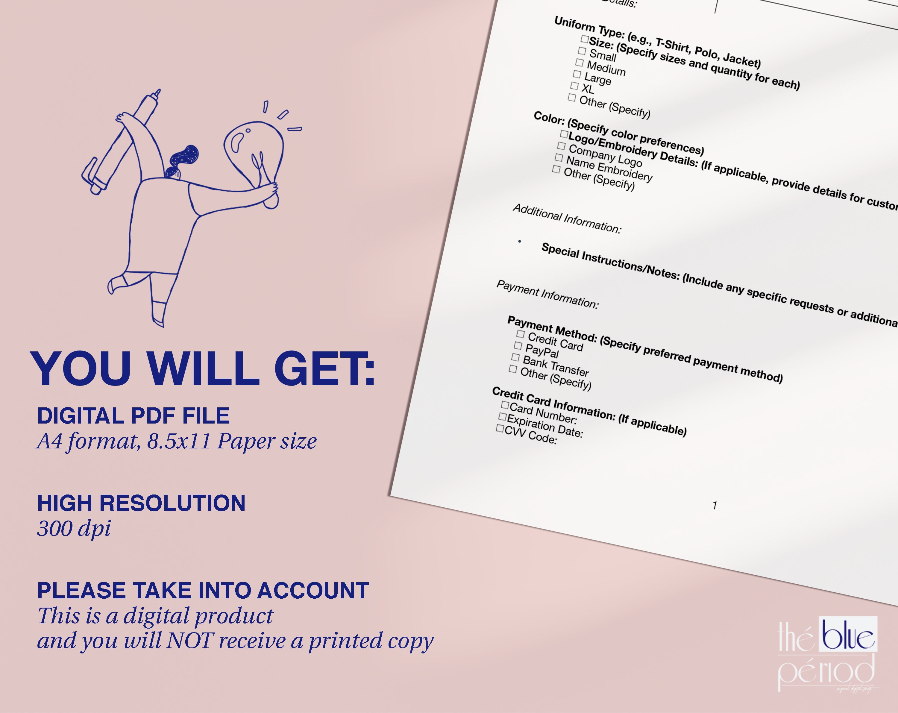 Editable Uniform Order Form - Etsy