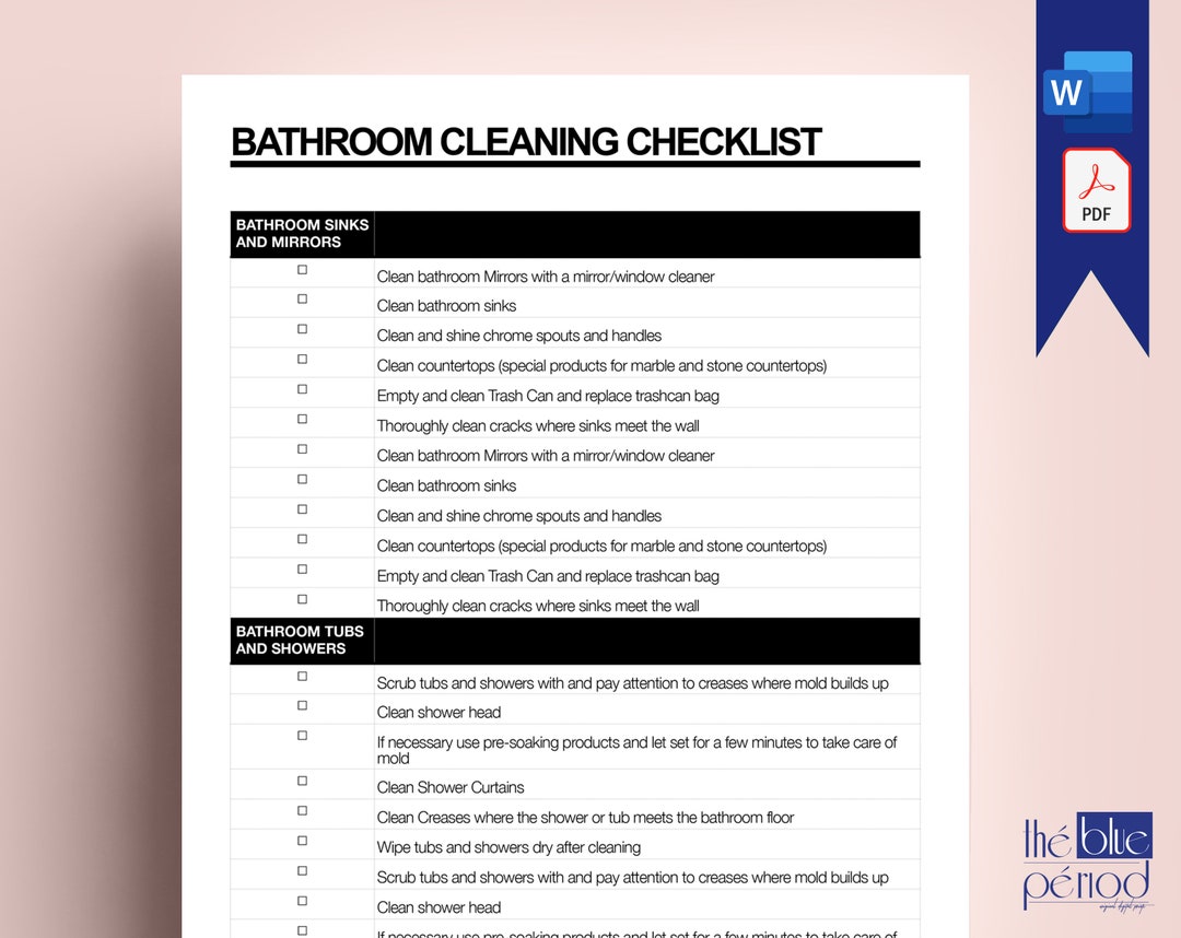 Editable Bathroom Cleaning Checklist - Etsy