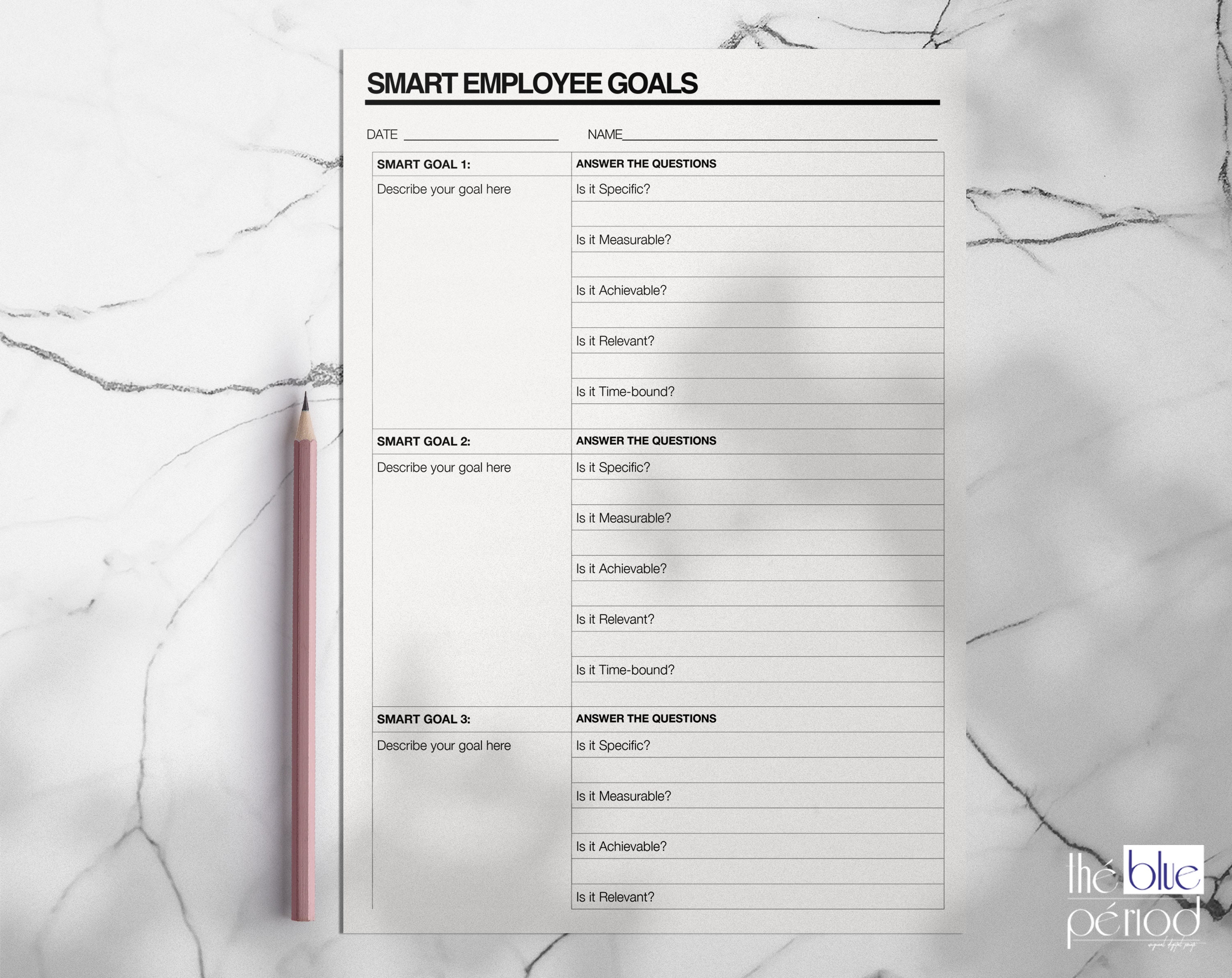 Editable SMART Employee Goals Template - Etsy