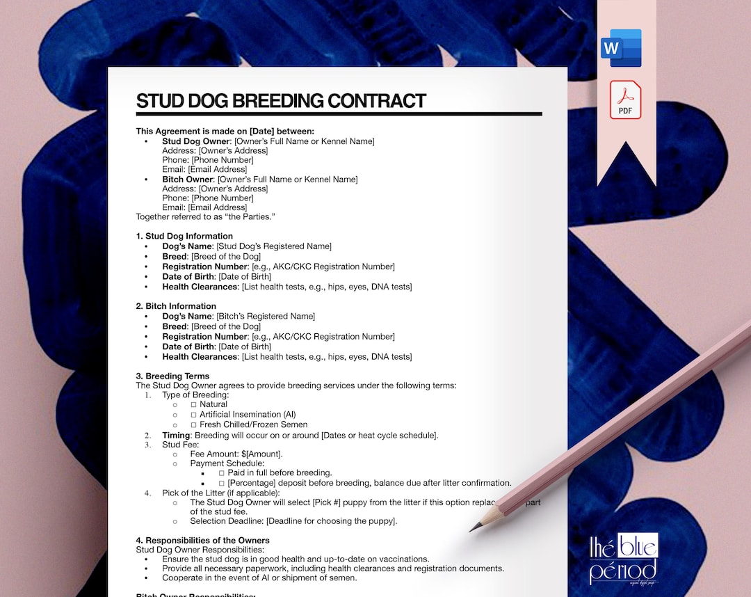 Stud Dog Breeding Contract - Etsy