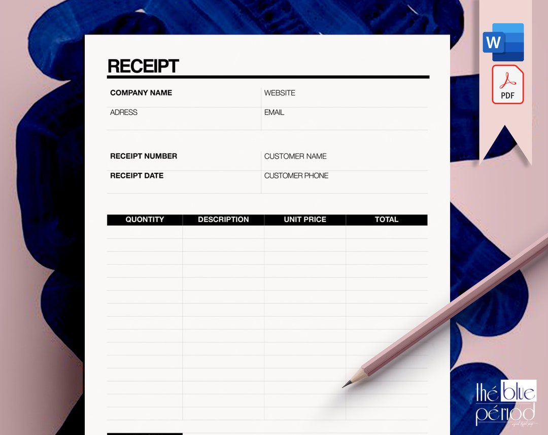 Editable Receipt Form - Etsy