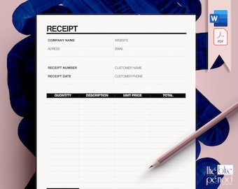 Editable Receipt Template, Customer Receipt Template, Order Receipt ...
