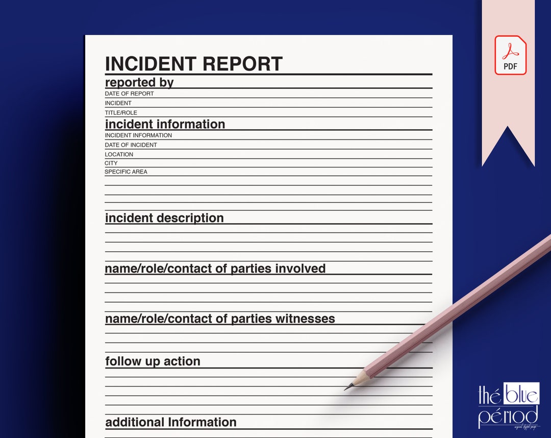 Printable Incident Report Card - Etsy