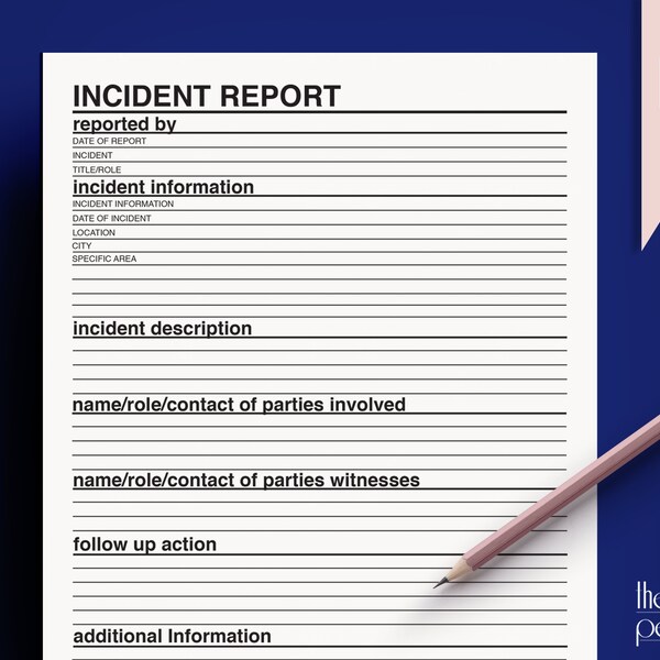 Daycare Incident Report Printable - Etsy