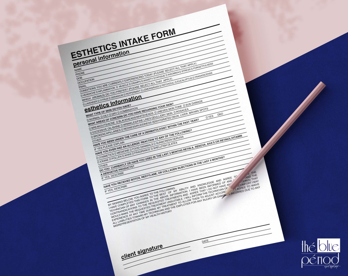 Printable Esthetics Intake Form - Etsy
