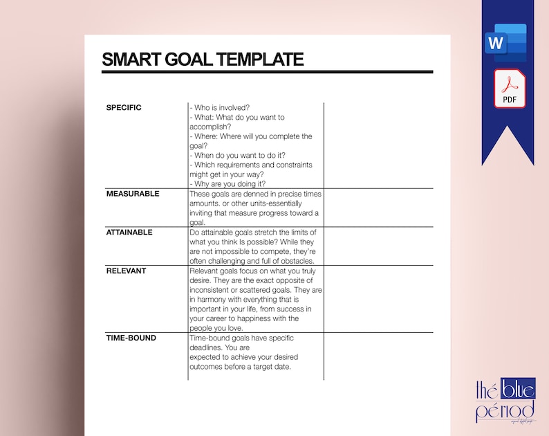 Editable Smart Goal Template - Etsy
