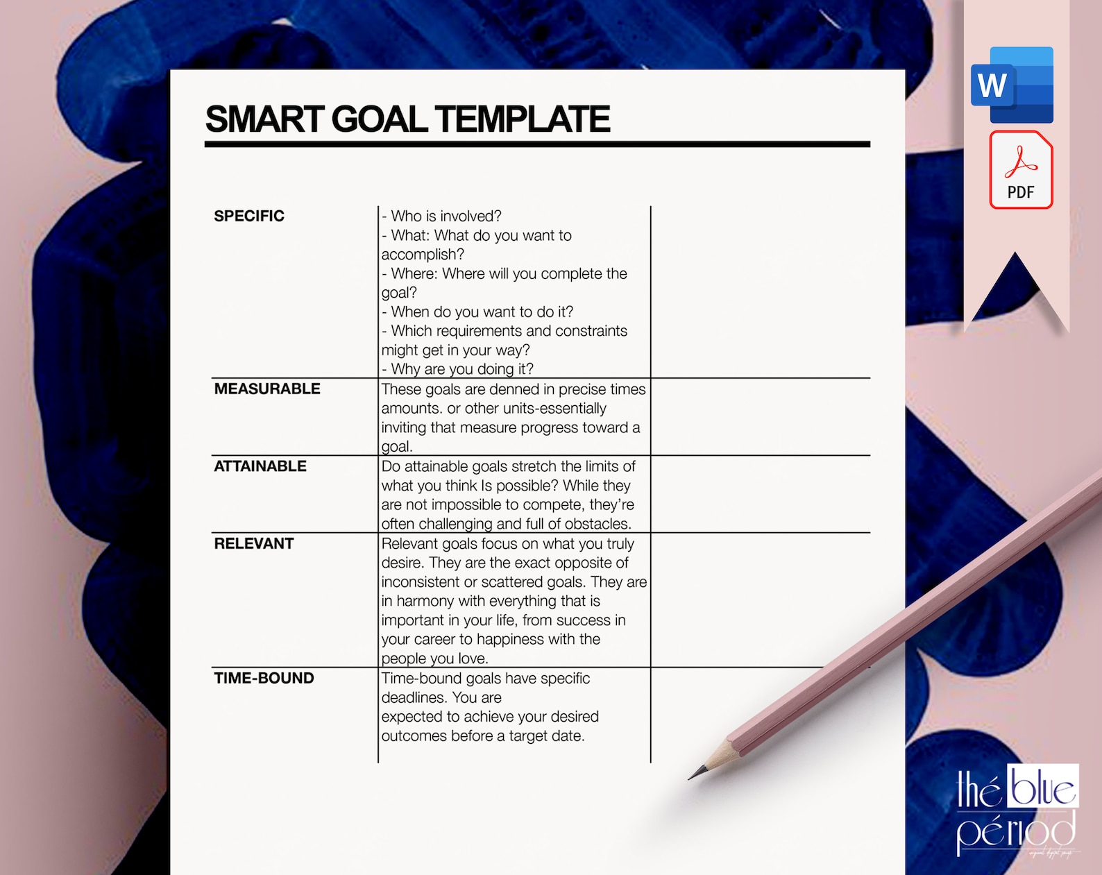 Editable Smart Goal Template - Etsy