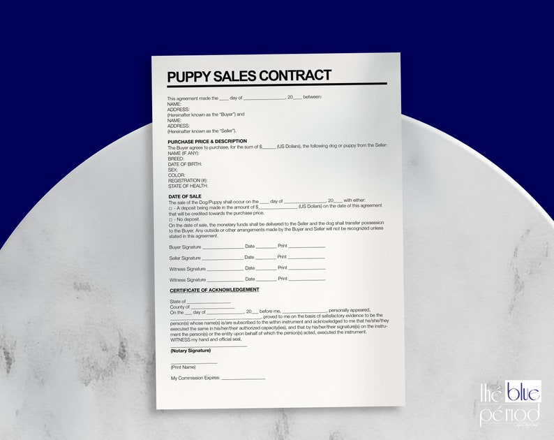 Editable Puppy Sales Contract - Etsy