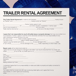 Editable Trailer Rental Agreement | Etsy