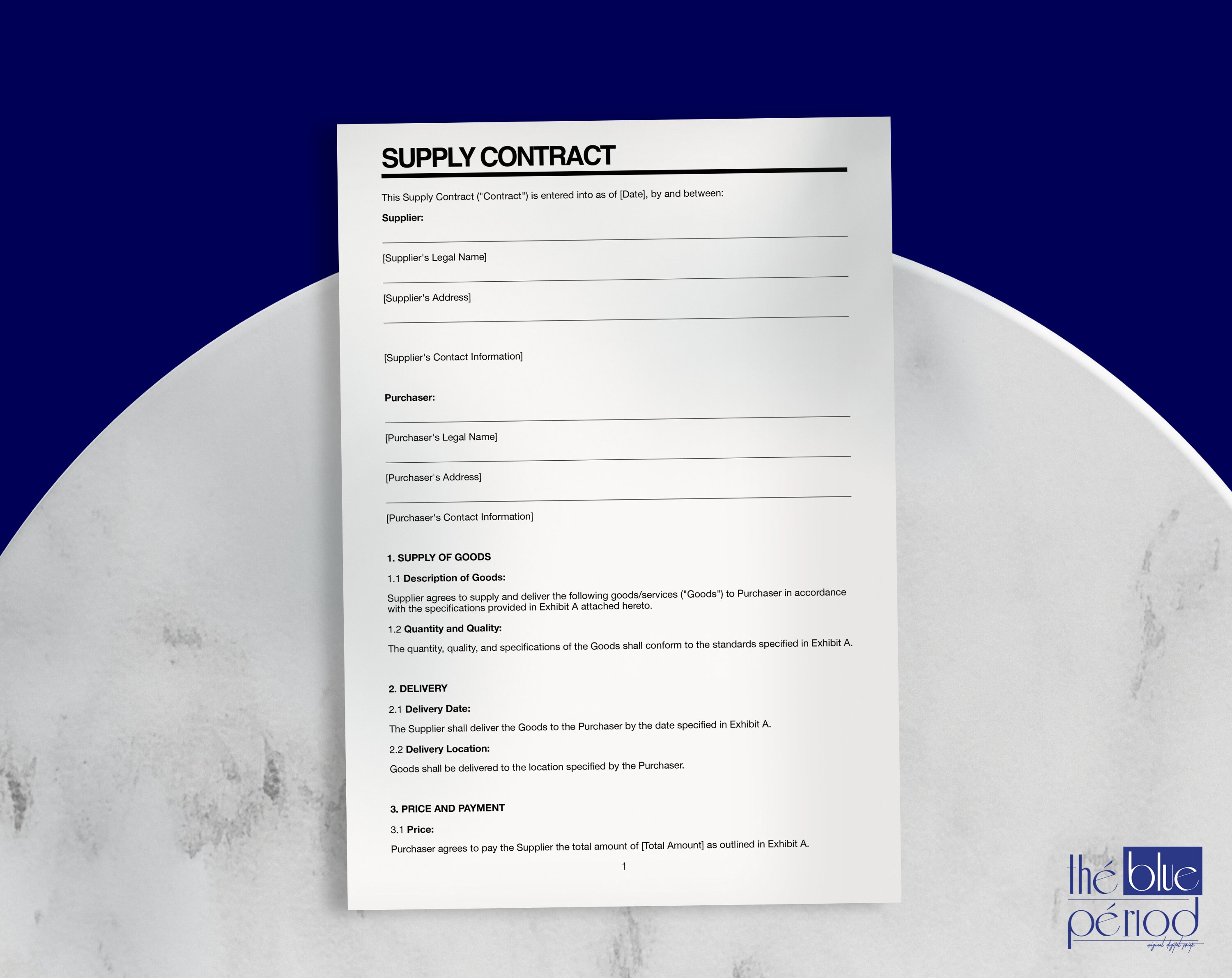 Editable Supply Contract Template - Etsy