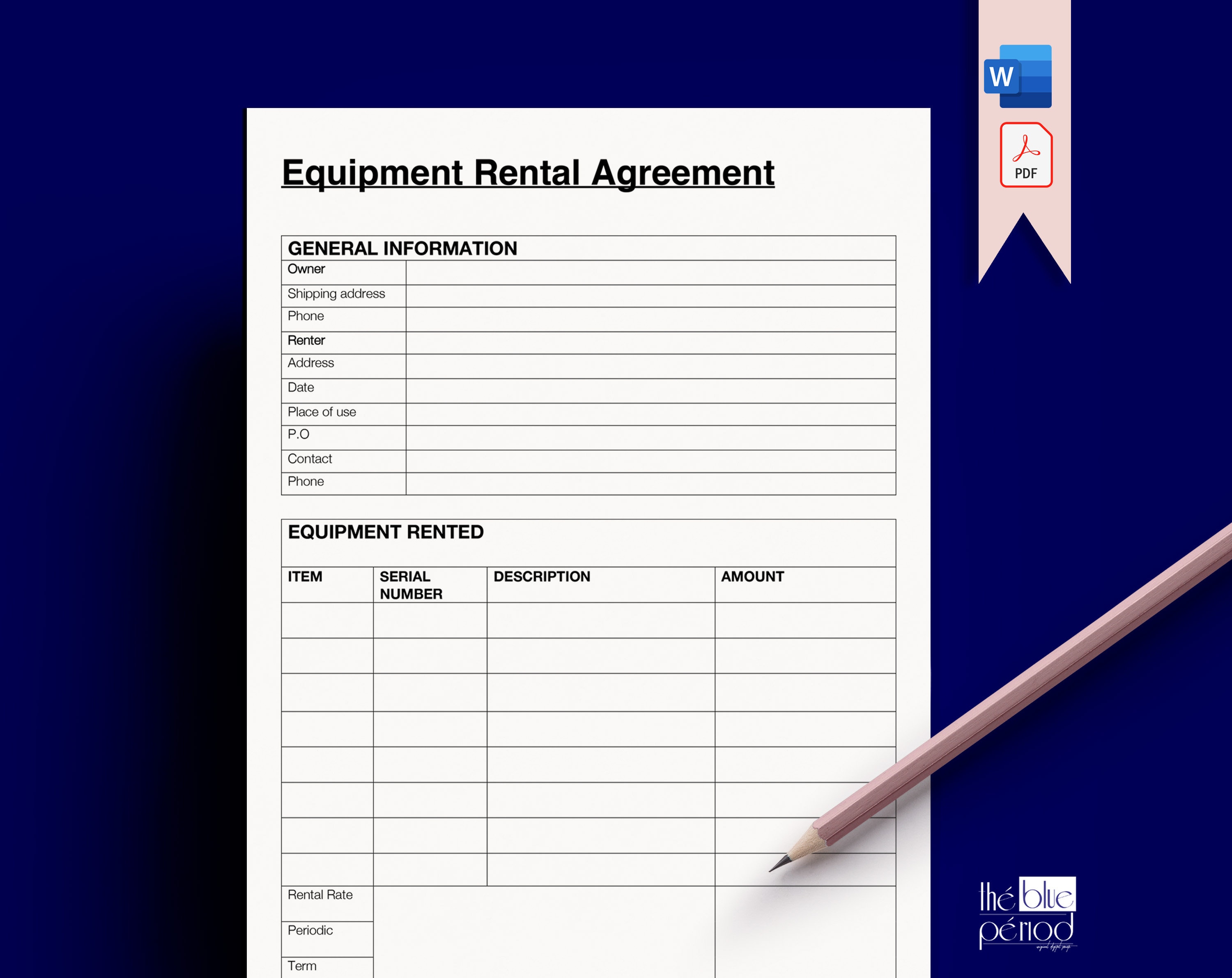Editable Equipment Rental Agreement - Etsy