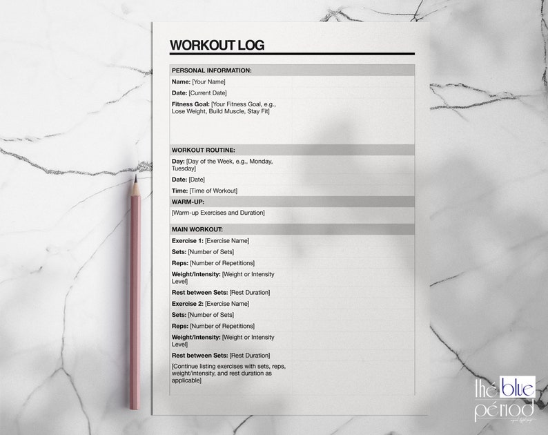 Editable Workout Log Template - Etsy