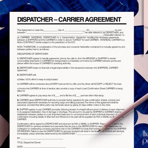 Editable Freight Dispatch Carrier Agreement Google Doc - Etsy