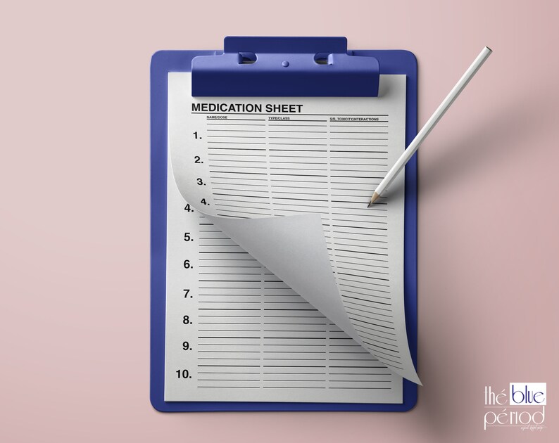 Printable Medication Sheet, 10 Medications Sheet - Etsy