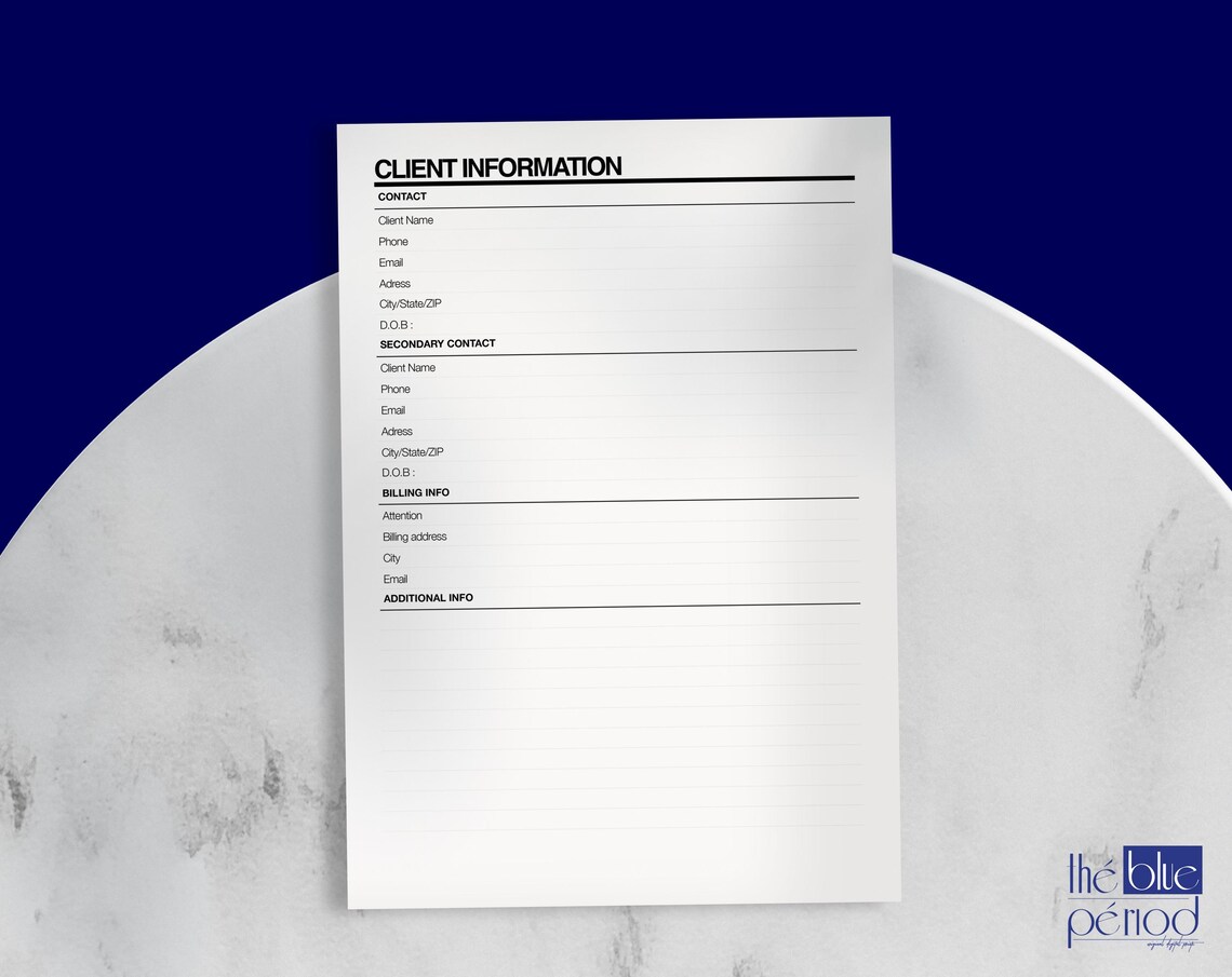 Editable Client Information Form - Etsy