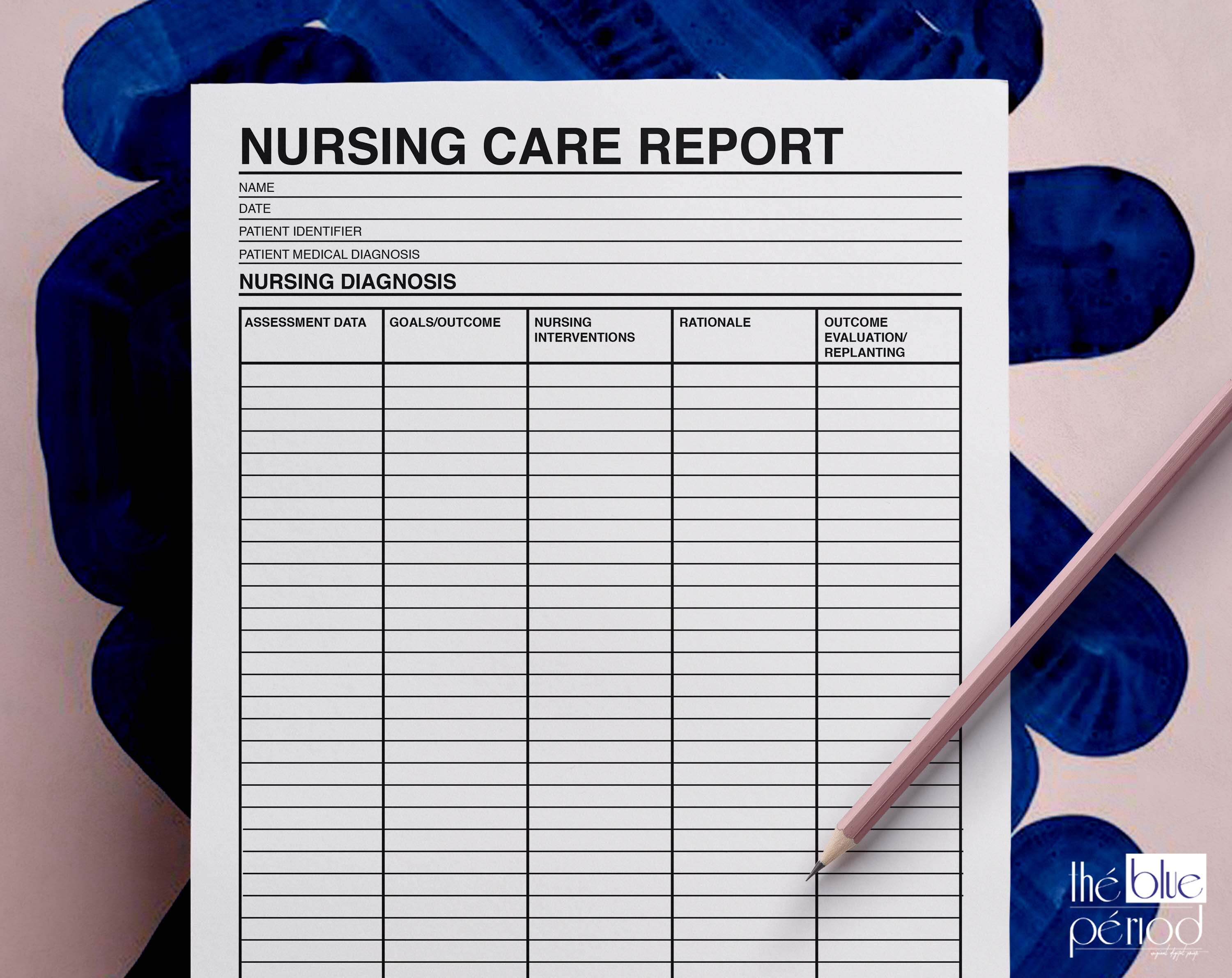 Nursing Care Plan PDF Nursing Care Report Sheet - Etsy