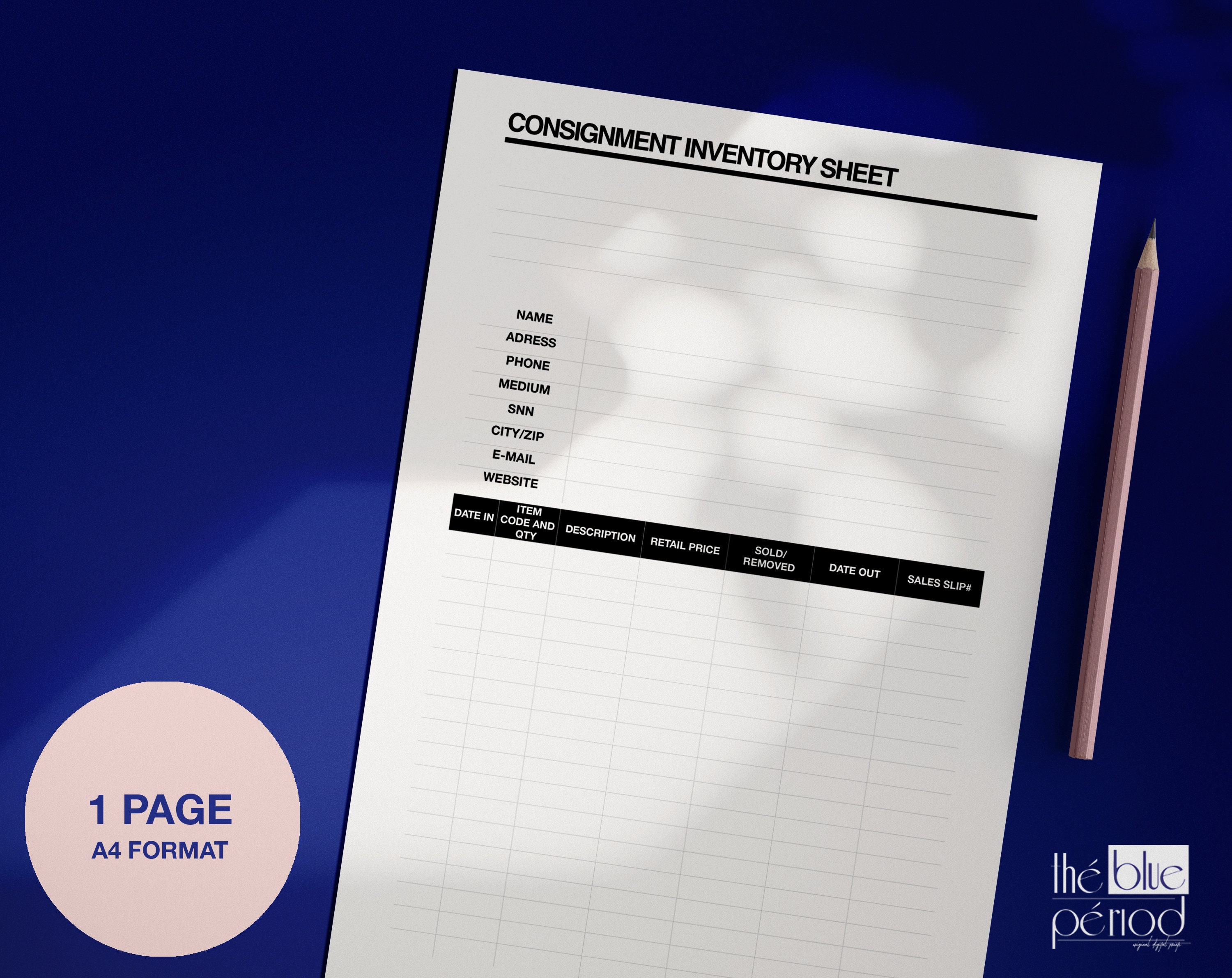 Editable Consignment Inventory Sheet - Etsy