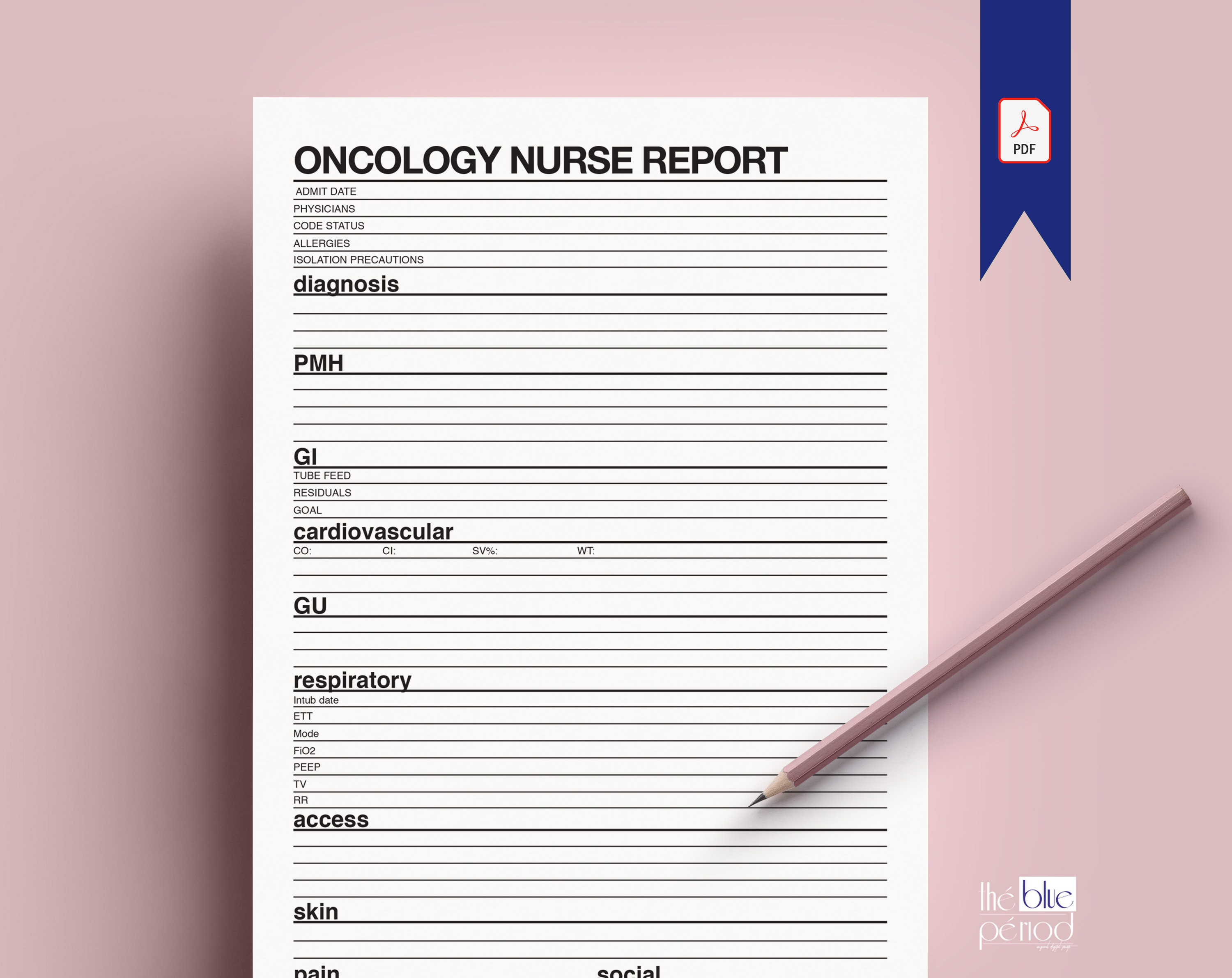 Printable Oncology Nurse Report PDF - Etsy
