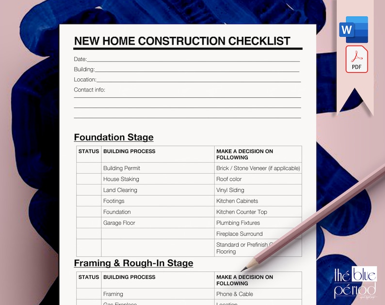 Editable New Home Construction Checklist - Etsy