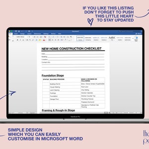 Editable New Home Construction Checklist - Etsy