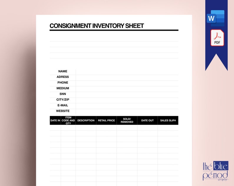 Editable Consignment Inventory Sheet - Etsy