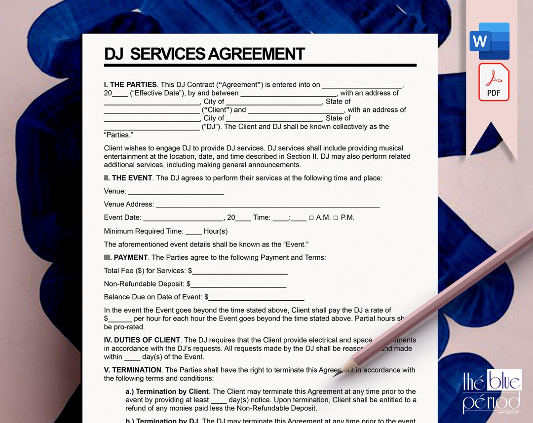 Editable DJ Service Agreement - Etsy
