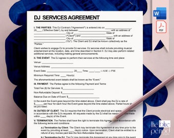 Editable and Printable Dj Services Contract Agreement Form DJ - Etsy