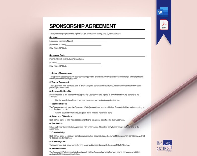 Editable Sponsorship Agreement - Etsy