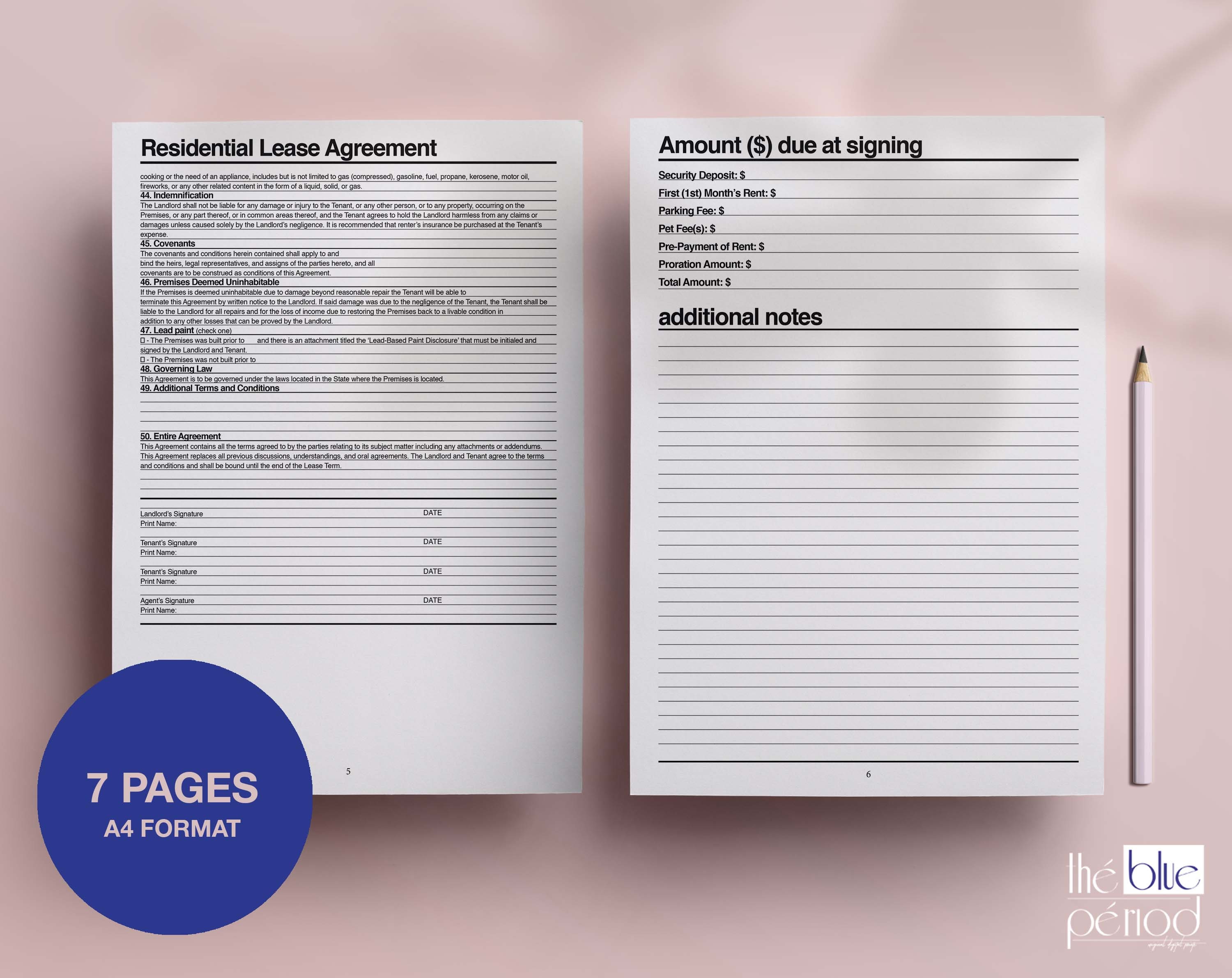 Printable Residential Lease Agreement (digital PDF) - Etsy Canada