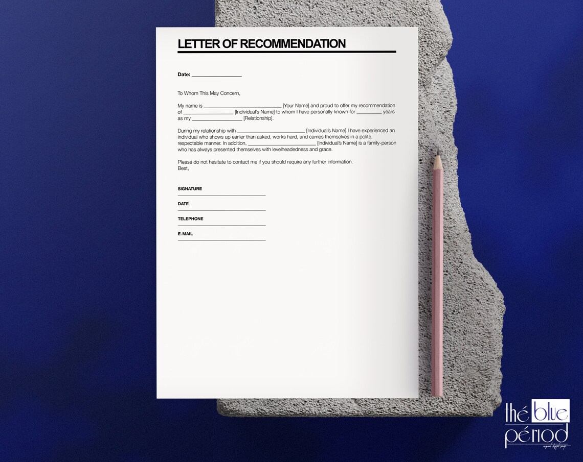 Editable Letter of Recommendation - Etsy