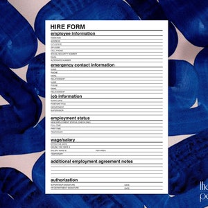 Printable HR Hire Form PDF - Etsy