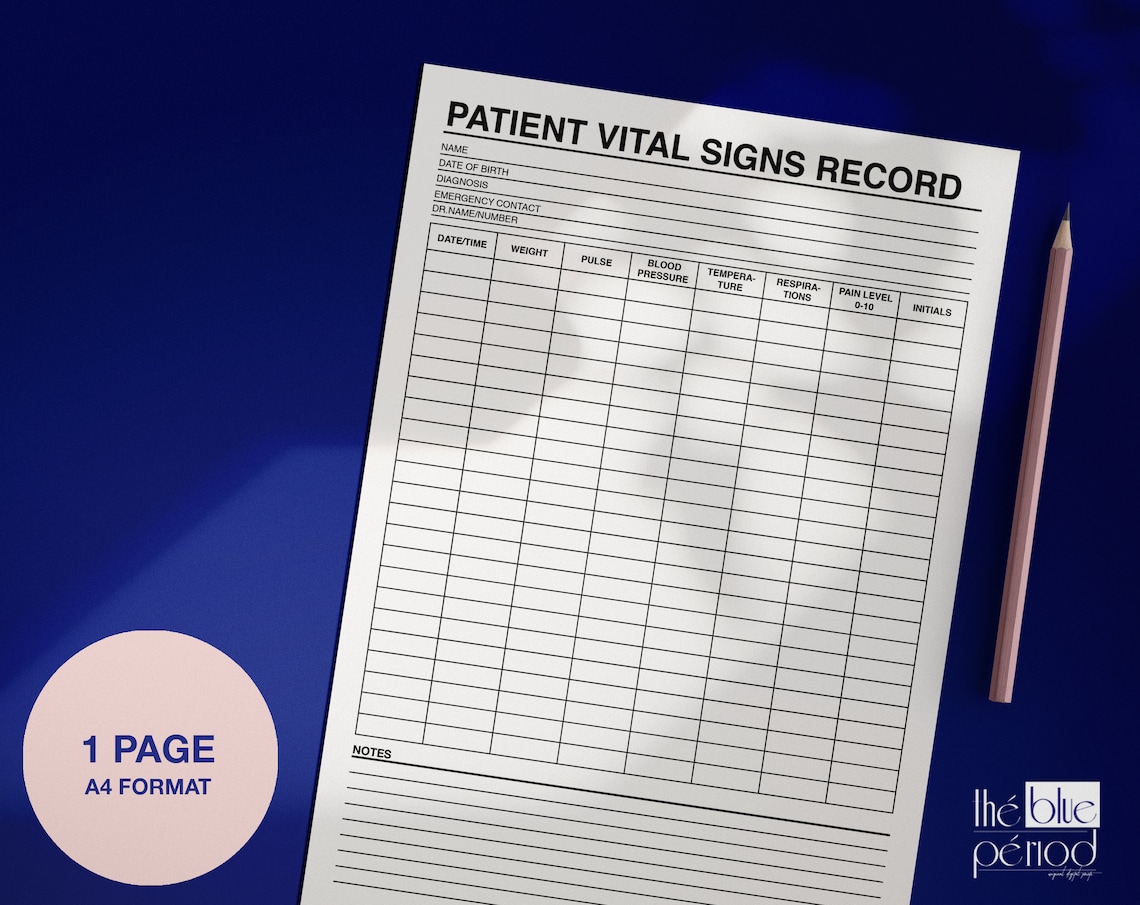 Nurse Patient Vital Signs Record Sheet PDF - Etsy