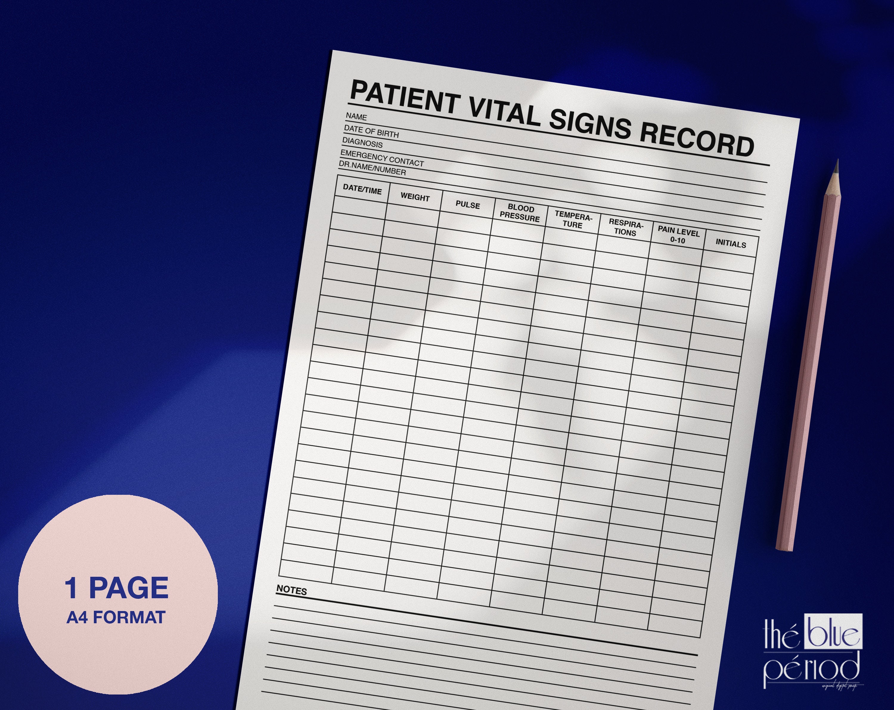 Nurse Patient Vital Signs Record Sheet PDF - Etsy