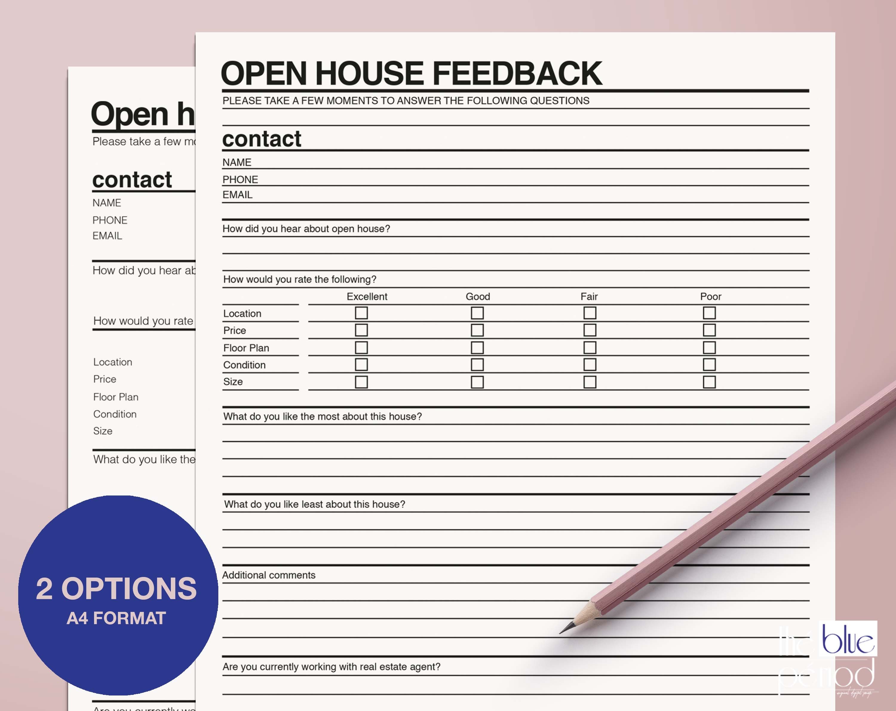 Printable Open House Feedback Form - Etsy