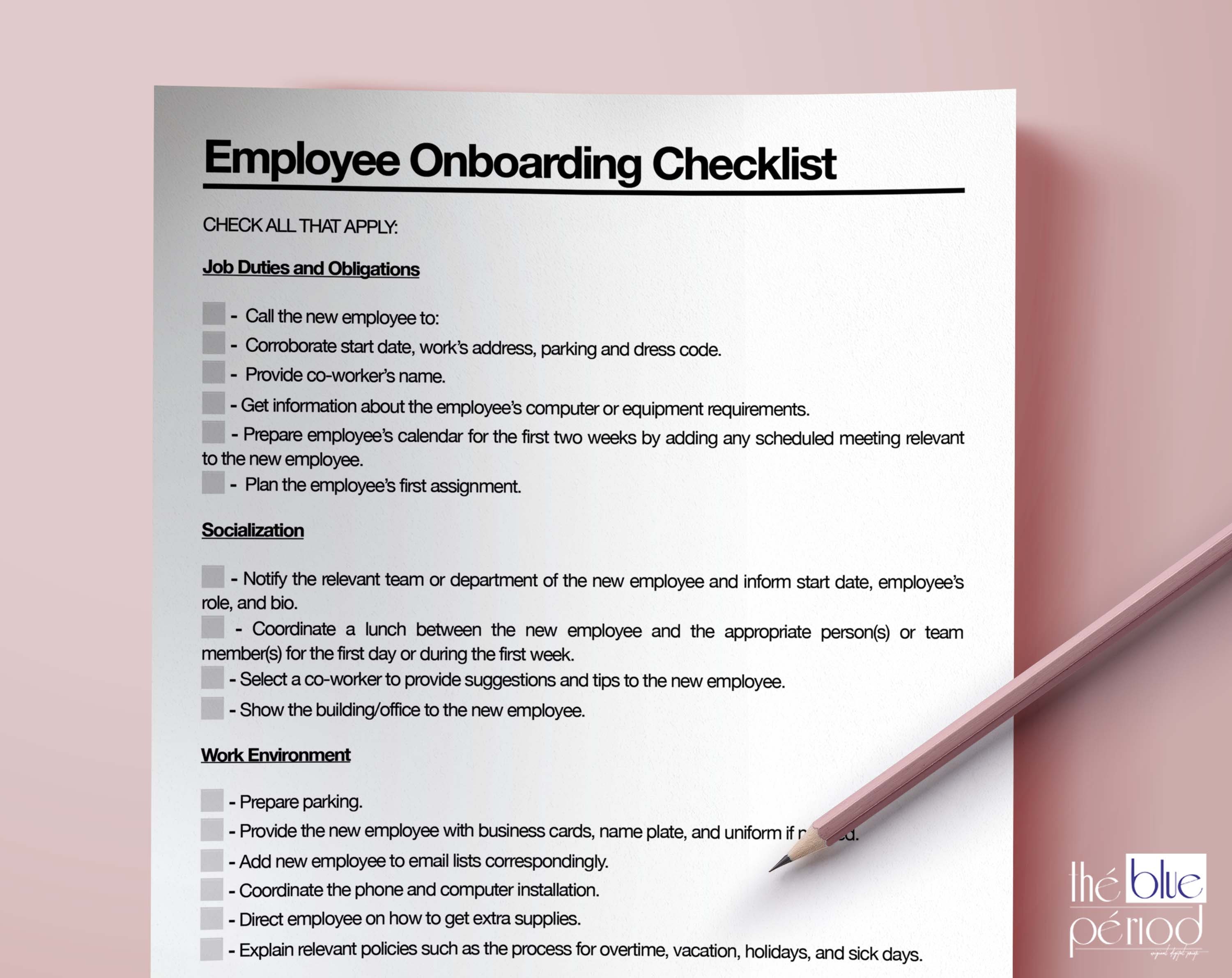 Editable Employee On-boarding Checklist - Etsy