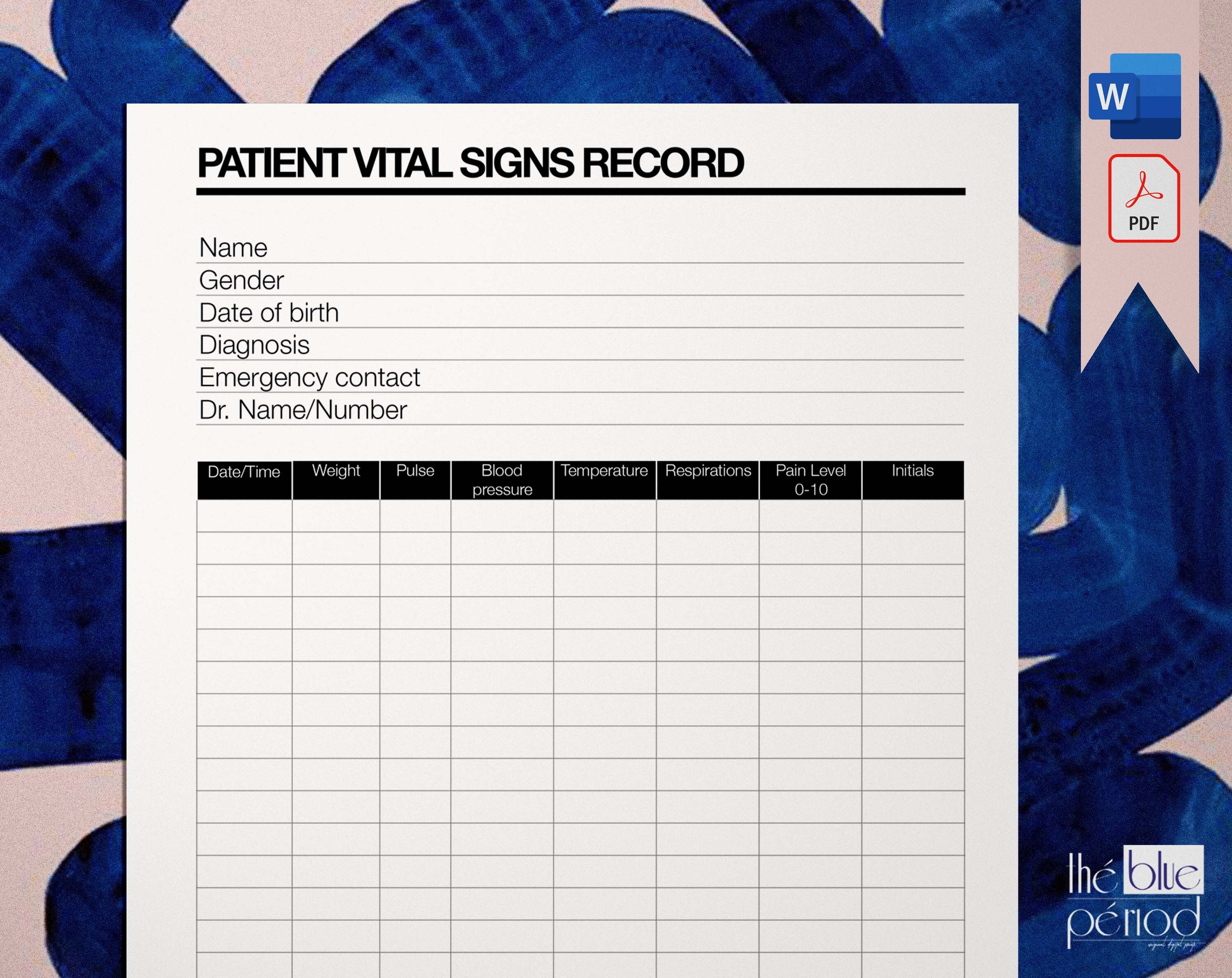 Editable Vital Signs Record Form - Etsy UK