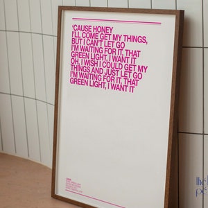 Lorde Poster, Green Light Lyrics - Etsy