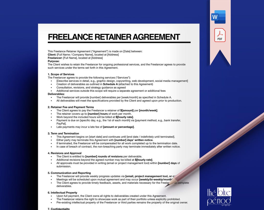 Editable Freelance Retainer Agreement - Etsy