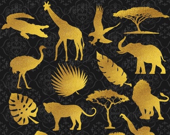 Safari Metallic Gold Animals - Etsy